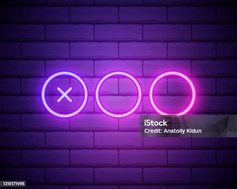네온 스타일의 크로스 마크 교차 확인 표시 빛나는 네온 튜브복고풍 표지판 벡터 벽돌 벽 거절에 대한 스톡 벡터 아트 및 기타 이미지 Istock