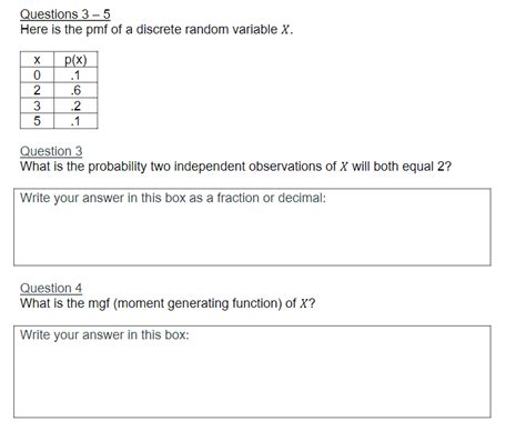 Solved Questions Here Is The Pmf Of A Discrete Random Chegg