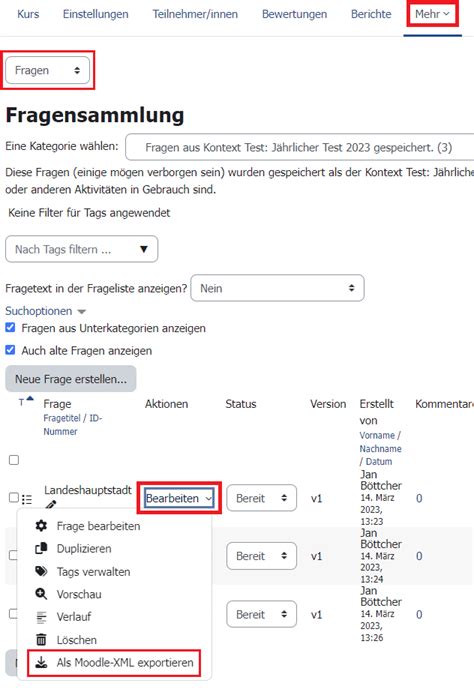 Exporting And Importing Question Bank E Learning Arbeitsgruppe Hda And Hrz Tu Darmstadt