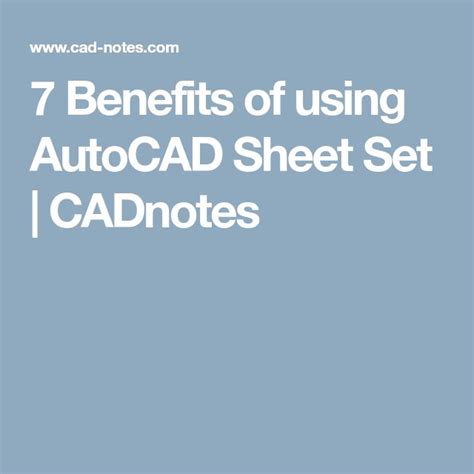 7 Benefits Of Using Autocad Sheet Set Cadnotes Autocad Sheet Sets