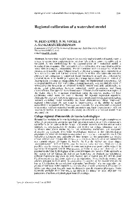 Pdf Regional Calibration Of A Watershed Model