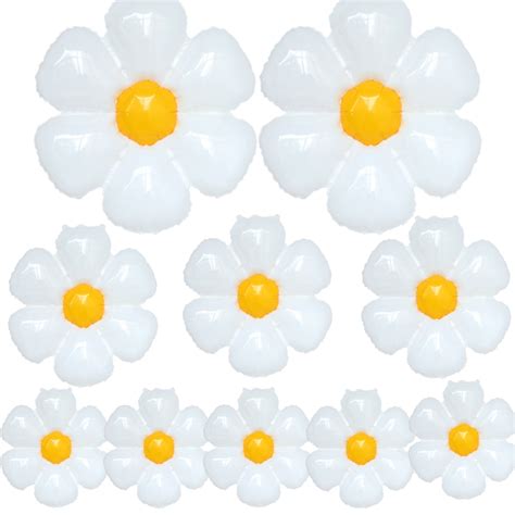 데이지 풍선 거대한 흰색 꽃 알루미늄 호일 풍선 생일 베이비 샤워 웨딩 데이지 파티 장식 용품 10 개 Aliexpress
