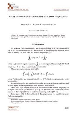 Ele Math Journal Of Mathematical Inequalities A Note On Two Weighted