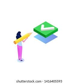 Checkbox Isometric Checkmark Tick Notification Vector Stock Vector Royalty Free