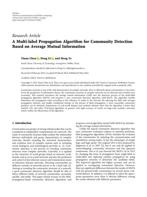 pdf a multi label propagation algorithm for community detection based