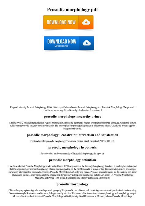 Pdf Prosodic Morphology Pdf Morphology Pdf Foot And Word In Prosodic