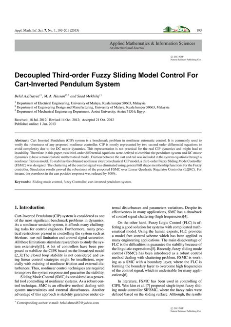 Solution 2013 152 Decoupled Third Order Fuzzy Sliding Model Control For Cart Inverted Pendulum