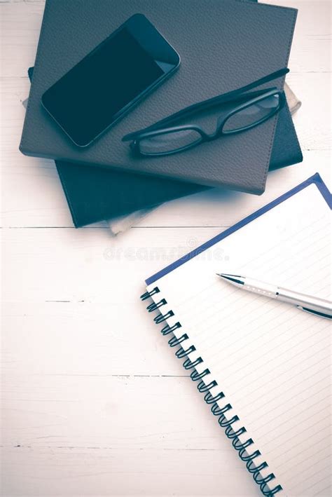 Notepad With Stack Of Book Vintage Style Stock Image Image Of Notebook College 60472741