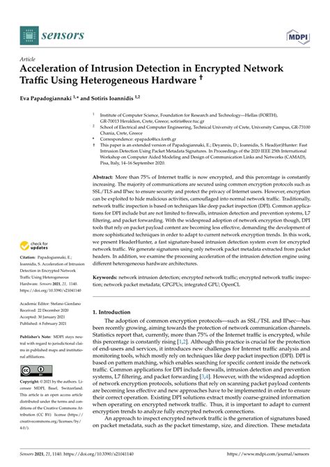Pdf Acceleration Of Intrusion Detection In Encrypted Network Traffic Using Heterogeneous Hardware