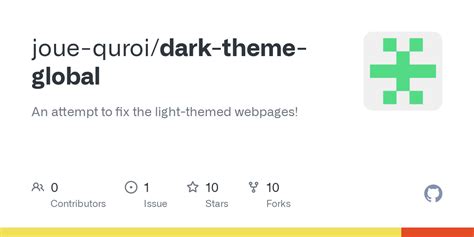 GitHub Joue Quroi Dark Theme Global An Attempt To Fix The Light Themed Webpages
