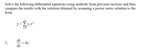 Solved Solve The Following Differential Equations Using