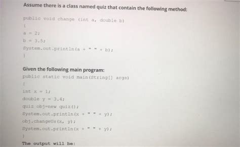 Solved Assume There Is A Class Named Quiz That Contain The