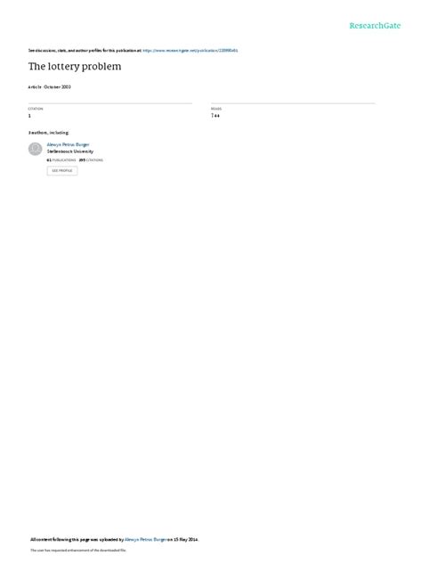 The Lottery Problem Pdf Vertex Graph Theory Discrete Mathematics