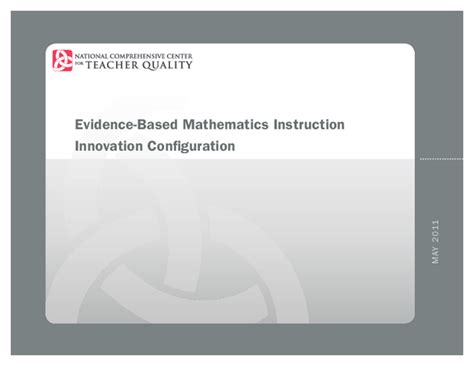 pdf evidence based mathematics instruction innovation configuration