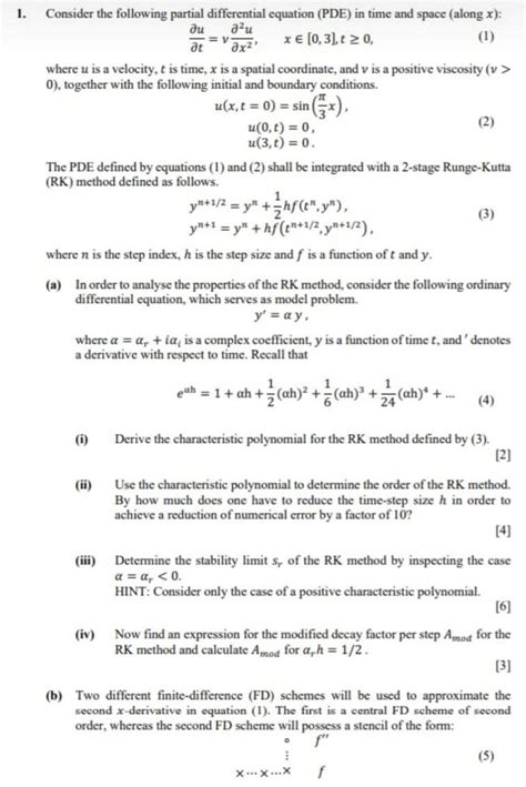 Solved 1 Consider The Following Partial Differential