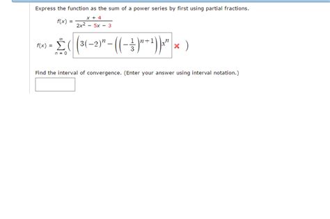 Solved Express The Function As The Sum Of A Power Series By Chegg Com