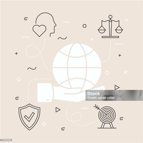 핵심 가치는 벡터 배너 디자인 개념과 관련이 있습니다 글로벌 Multisphere 즉시 사용 가능한 템플릿입니다 웹 배너 웹 사이트 헤더 잡지 모바일 응용 프로그램 등