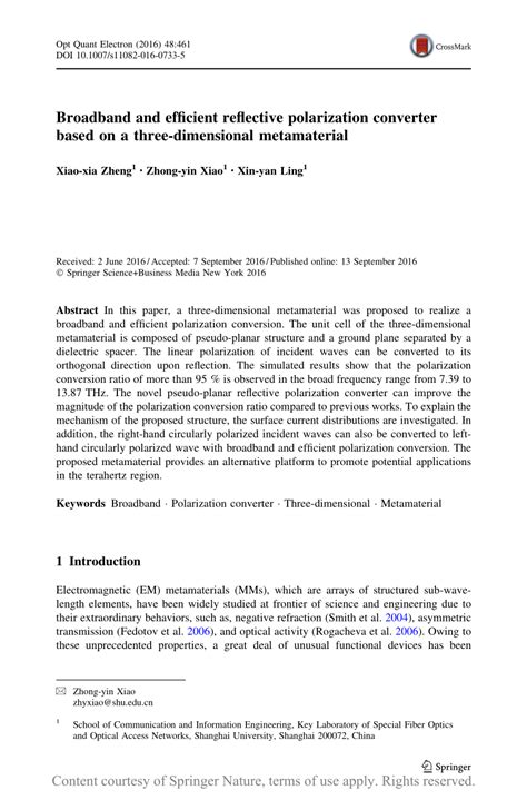 Broadband And Efficient Reflective Polarization Converter Based On A