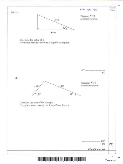 Sine And Cosine Rules Area Of A Triangle Practice Questions Pdf