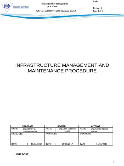 Infrastructure Management Procedure Pdf Infrastructure