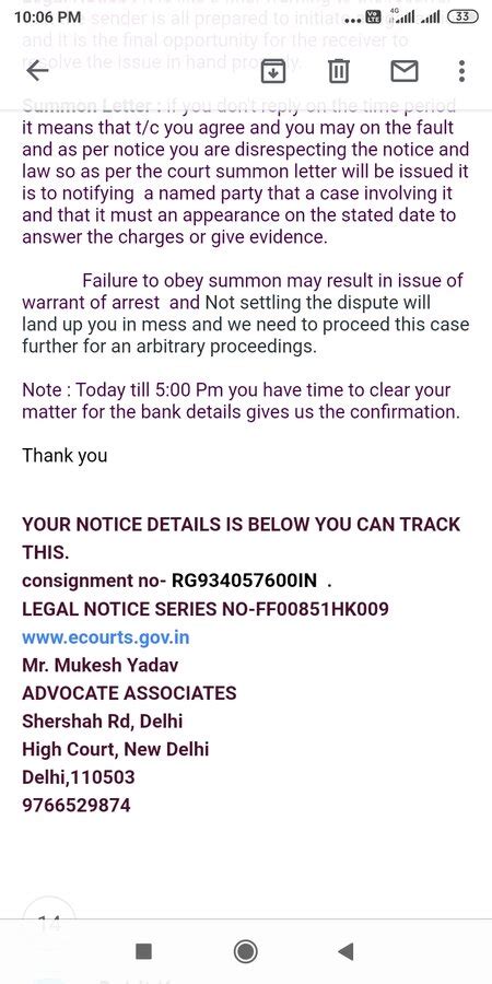 [resolved] Csr — Harassment For Send Legal Notice