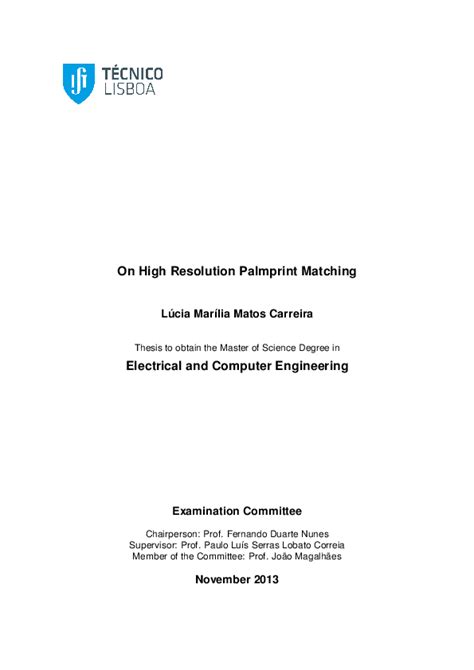 Pdf On High Resolution Palmprint Matching