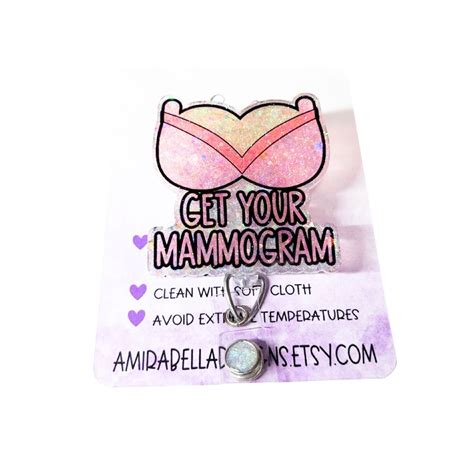 Mammogram Badge Reel Breast Cancer Awareness Radiology Tech T Etsy