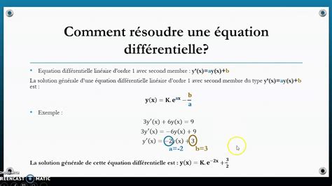 Memo Maths Equation Différentielle Linéaire Du Premier Ordre à