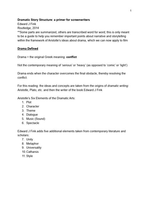 Dramatic Story Structure Edward Fink Pdf Plot Narrative