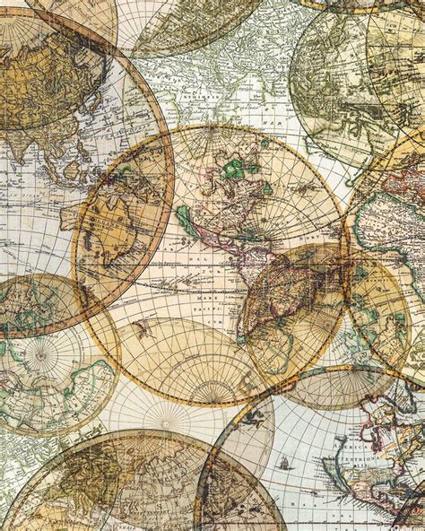 Equilter World Navigation Maps Parchment 108 Quilt Backing Pósters Art Deco Pósteres