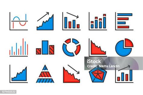 다이어그램 및 데이터 차트 색상 선 아이콘입니다 그래프 및 통계 벡터 선형 다채로운 아이콘 세트 흰색 배경에 격리된 아이콘 컬렉션입니다 0명에 대한 스톡 벡터 아트 및 기타