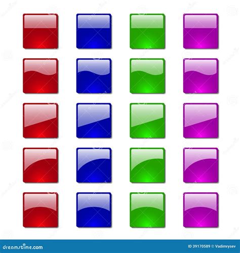 Set Of Glossy Button Icons Stock Vector Illustration Of Orange