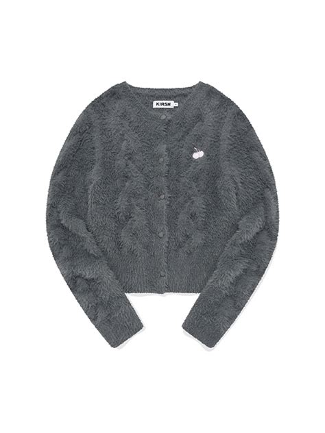 홍은채 착용 체리 모헤어 니트 가디건 [차콜] 에이블리