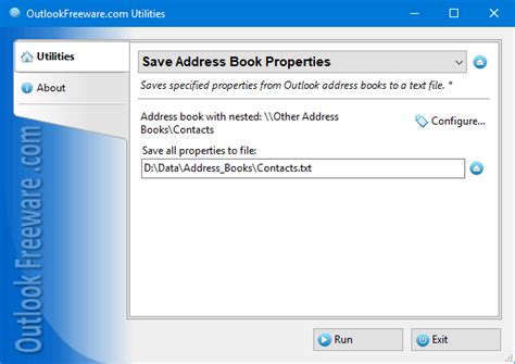 Save Address Book Properties Outlook Freeware