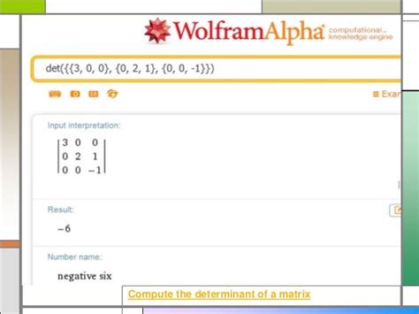 Wolframalpha Matrices