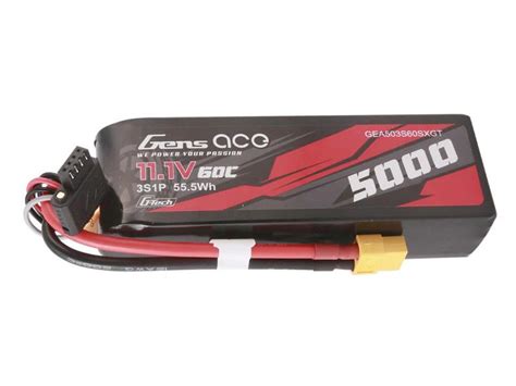 Gens Ace Li Po Car G Tech 3s 111v 5000mah 60c With Xt60 Short