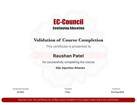 Raushan Kumar On Linkedin Hlw Connections I Have Completed Certification Of Sql Injection From