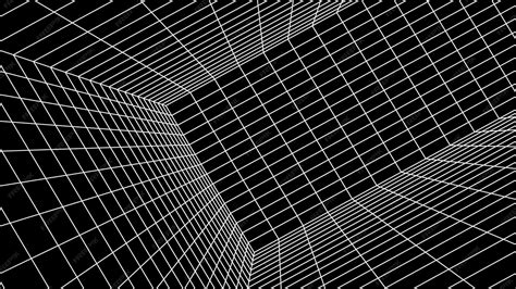 Premium Vector White 3d Wireframe Room On Black Background Abstract Perspective Grid Vector