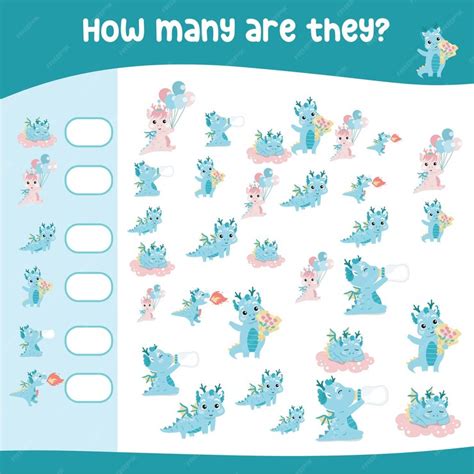 Premium Vector Mathematic Activity Page With Cute Dragon Calculate And Write The Result How