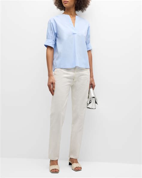 Frame V Neck Popover Top Neiman Marcus