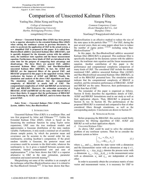 pdf comparison of unscented kalman filters