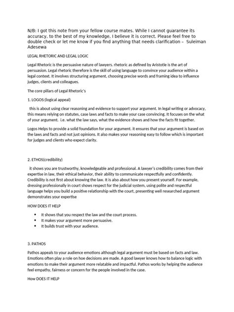 Legal Rhetoric And Legal Logic Pdf Rhetoric Credibility