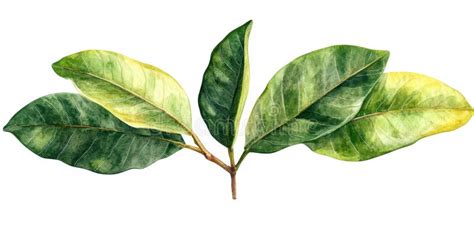 Lush Green Leaves Of Ficus Elastica Photographed In Natural Light Stock