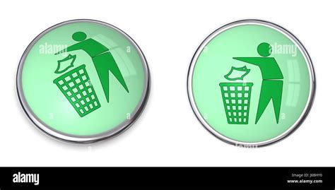 Trash Tidy Button Recycling Collecting Man Green Eco Environment Enviroment Stock Photo Alamy