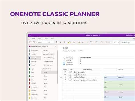 Onenote Template Onenote Digital Planner Task List Etsy Planner Pdf