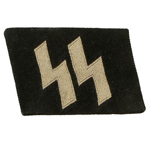 Original German Wwii Unissued Ss Emnco Dual Sig Rune Collar Tab