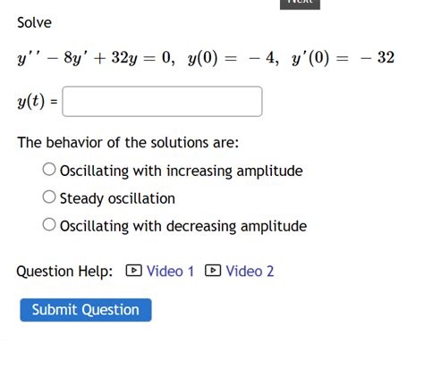 Solved Solvey 8y32y0y0 4y0 32ytthe Behavior