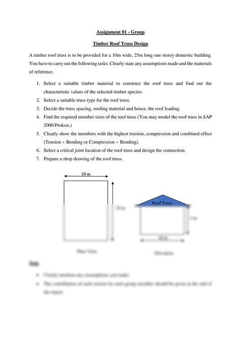 Solution Group Assignment Timber Roof Truss Design Studypool