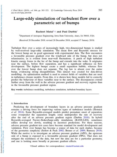 2019 Large Eddy Simulation Of Turbulent Flow Over A Parametric Set Of