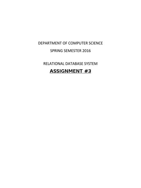 Assignment 3 Department Of Computer Science Spring Semester 2016 Pdf Database Design